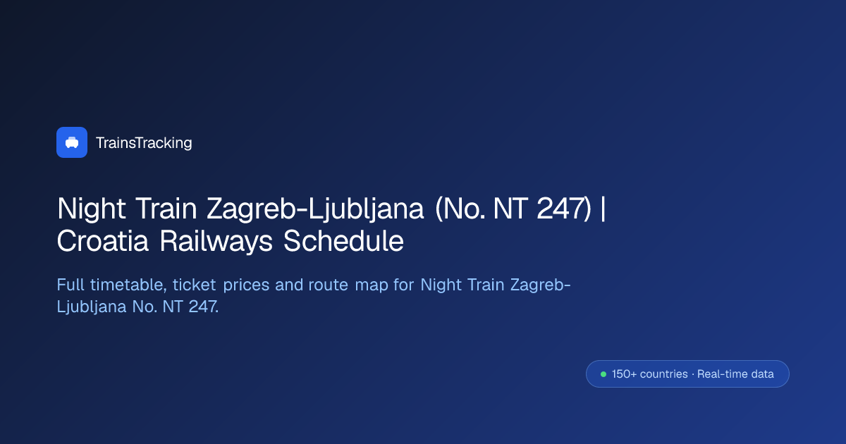 Night Train Zagreb-Ljubljana (No. NT 247) — Schedule, Timings & Fares 2026