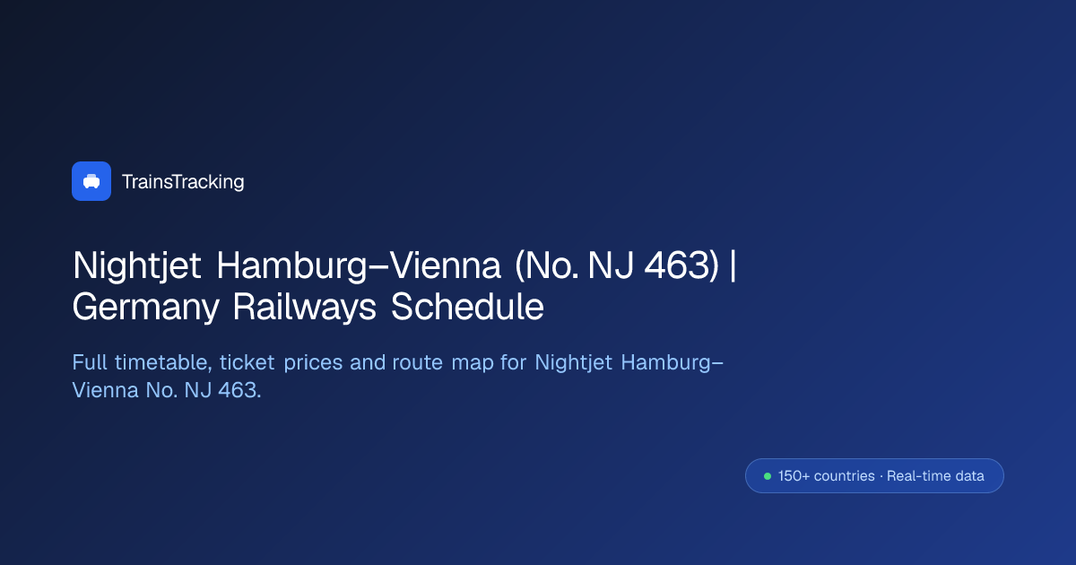 Nightjet Hamburg–Vienna (No. NJ 463) — Schedule, Timings & Fares 2026