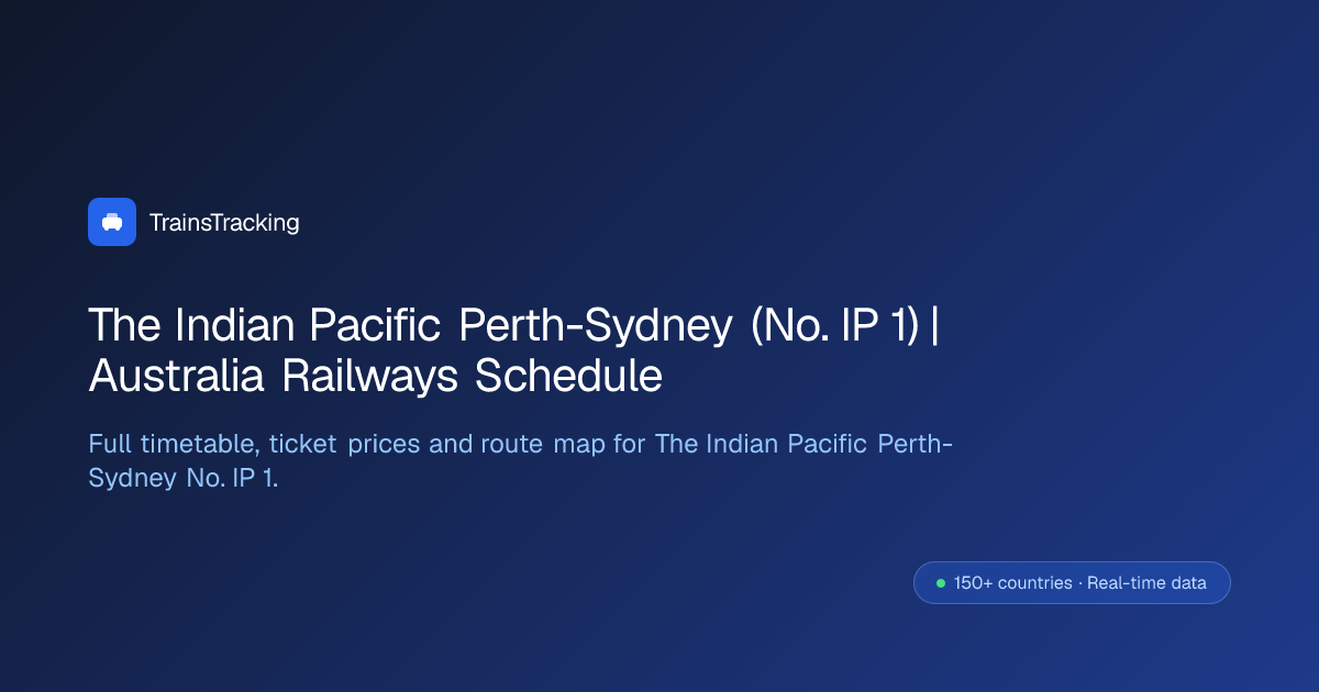 The Indian Pacific Perth-Sydney (No. IP 1) — Schedule, Timings & Fares 2026